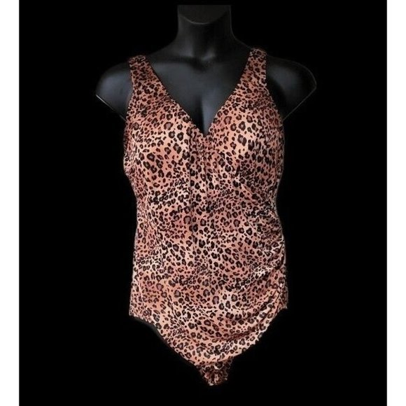 Islander | Swim | Islander Cross Neck Leopard Animal Print Plus Size 8 ...